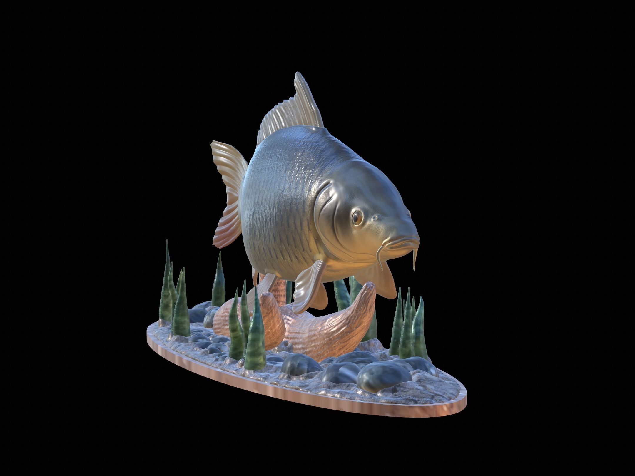 BIG CARP 2 UNDERWATER STATUE DETAILED TEXTURE FOR 3D PRINTING 3D model ...