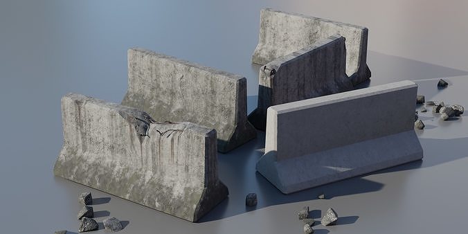 3D model Set of Concrete barrier VR / AR / low-poly | CGTrader