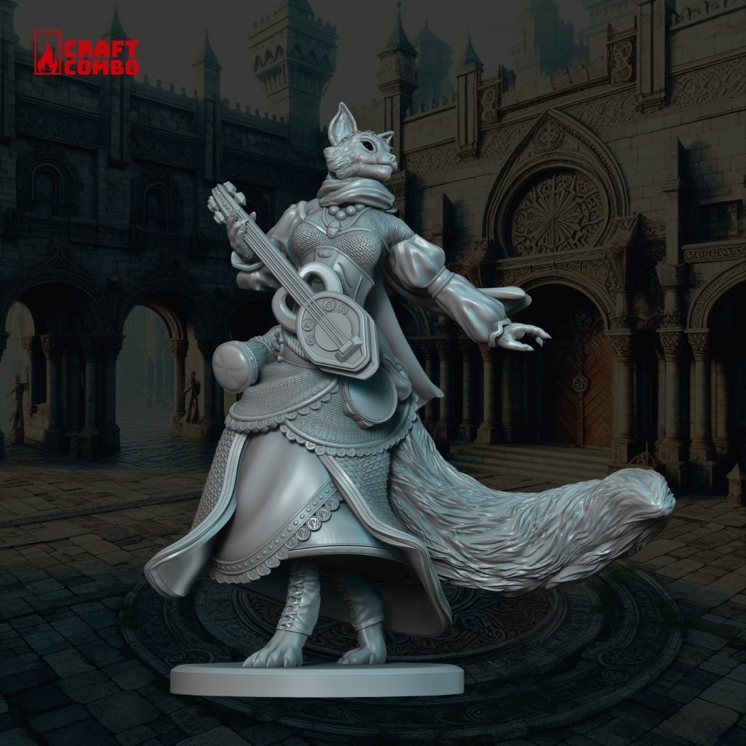 DnD Mini - Tabaxi Bard 3D model 3D printable | CGTrader