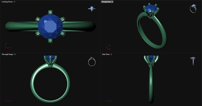 6 Prong Peg Head Engagement Ring 3D model 3D printable | CGTrader