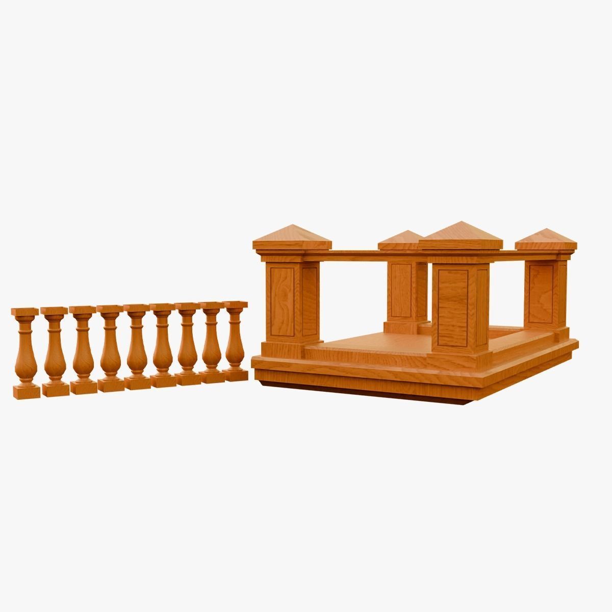 3D model Railing Balcony and Footbridge Low-poly 3D model VR / AR / low ...