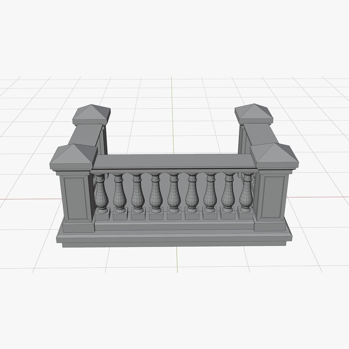3D model Railing Balcony and Footbridge Low-poly 3D model VR / AR / low ...