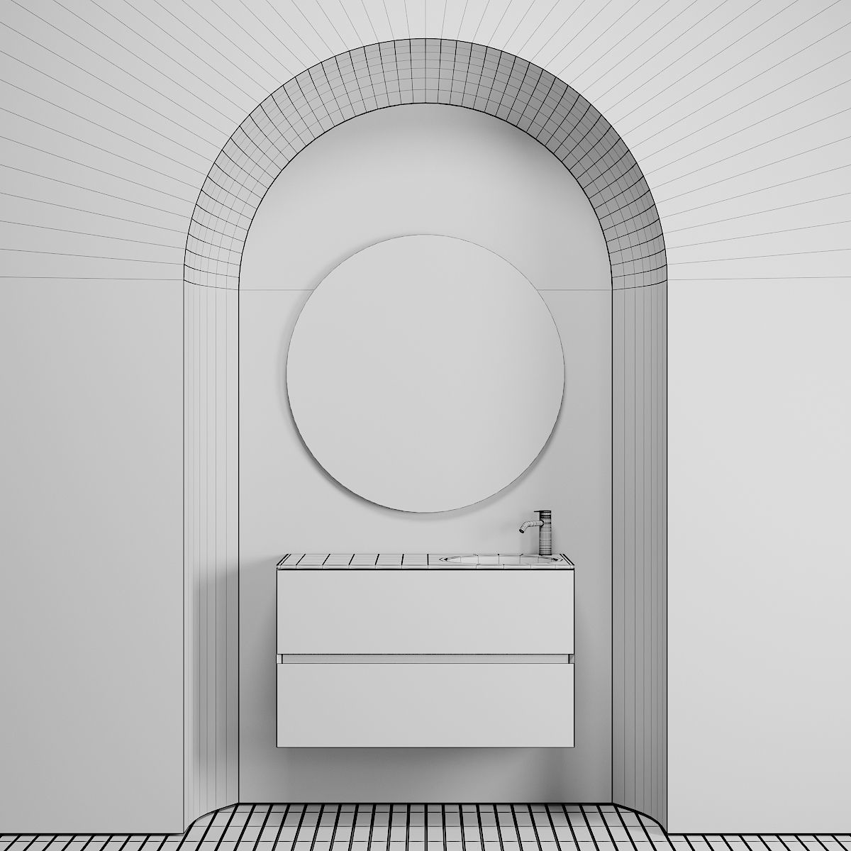 Inbani Strato Vanity Unit Set 8 3D model | CGTrader