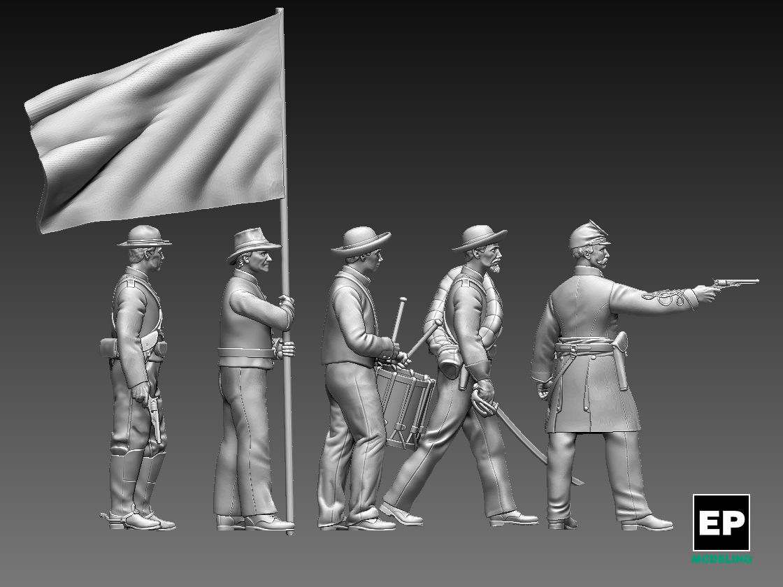 CONFEDERATE OFFICER ACW 3D model 3D printable | CGTrader