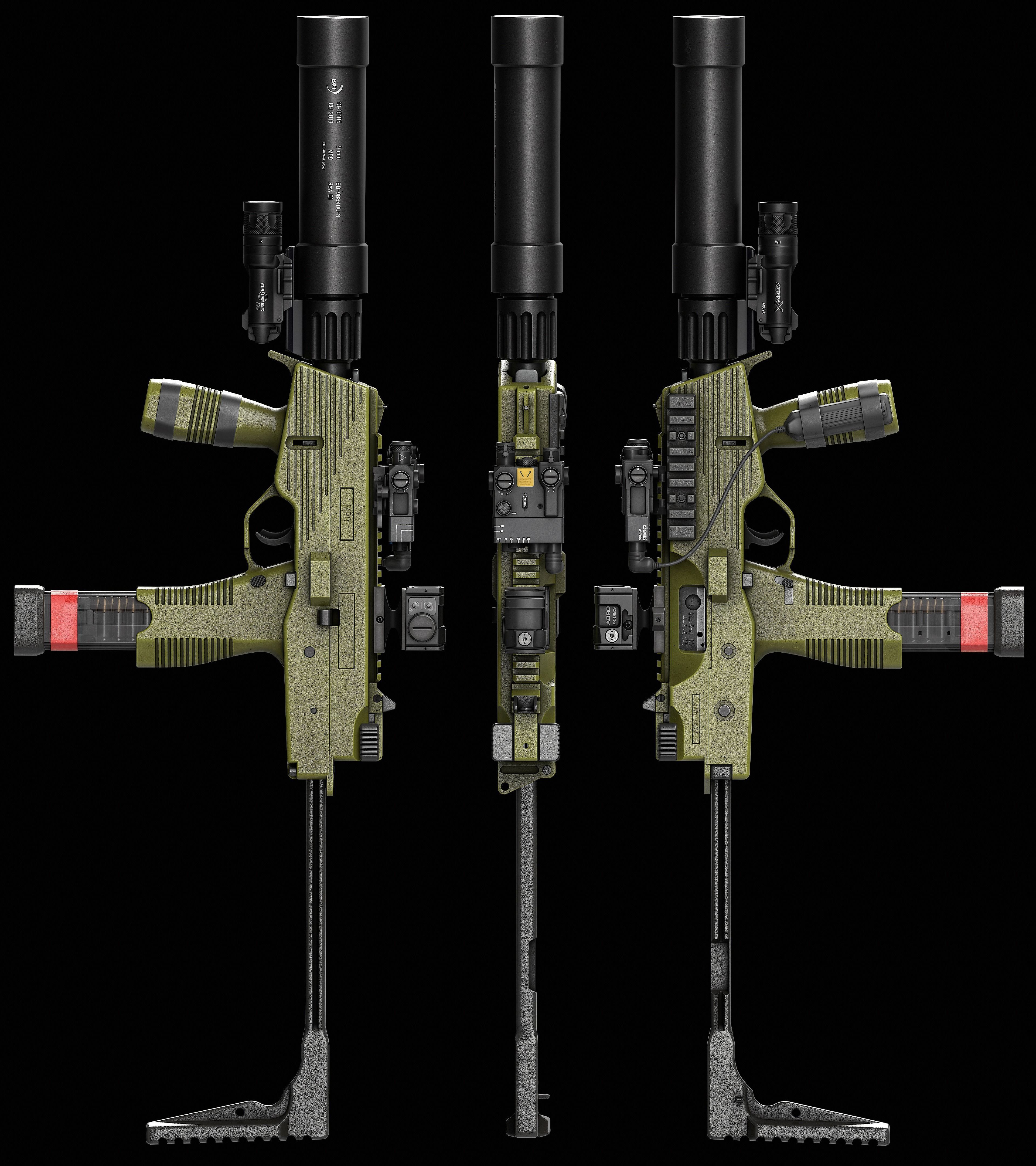 3D model Two versions Brugger Thomet MP9 VR / AR / low-poly | CGTrader