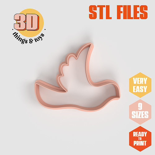Bird Pigeon - Cookie Cutter Clay - Many Size 3D model 3D printable ...