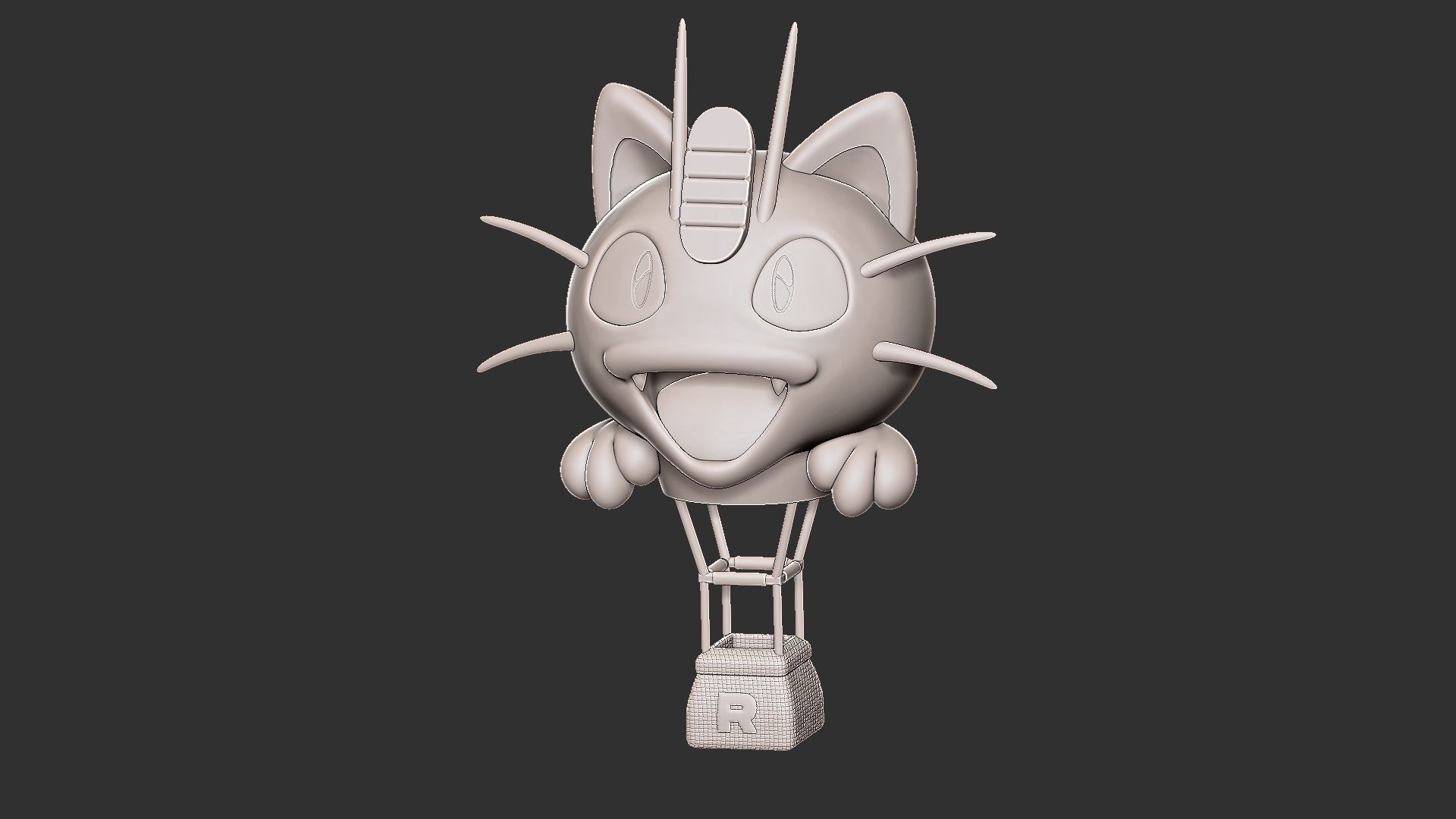 free Pokemon meowth team rocket balloon splited in parts free 3D model ...