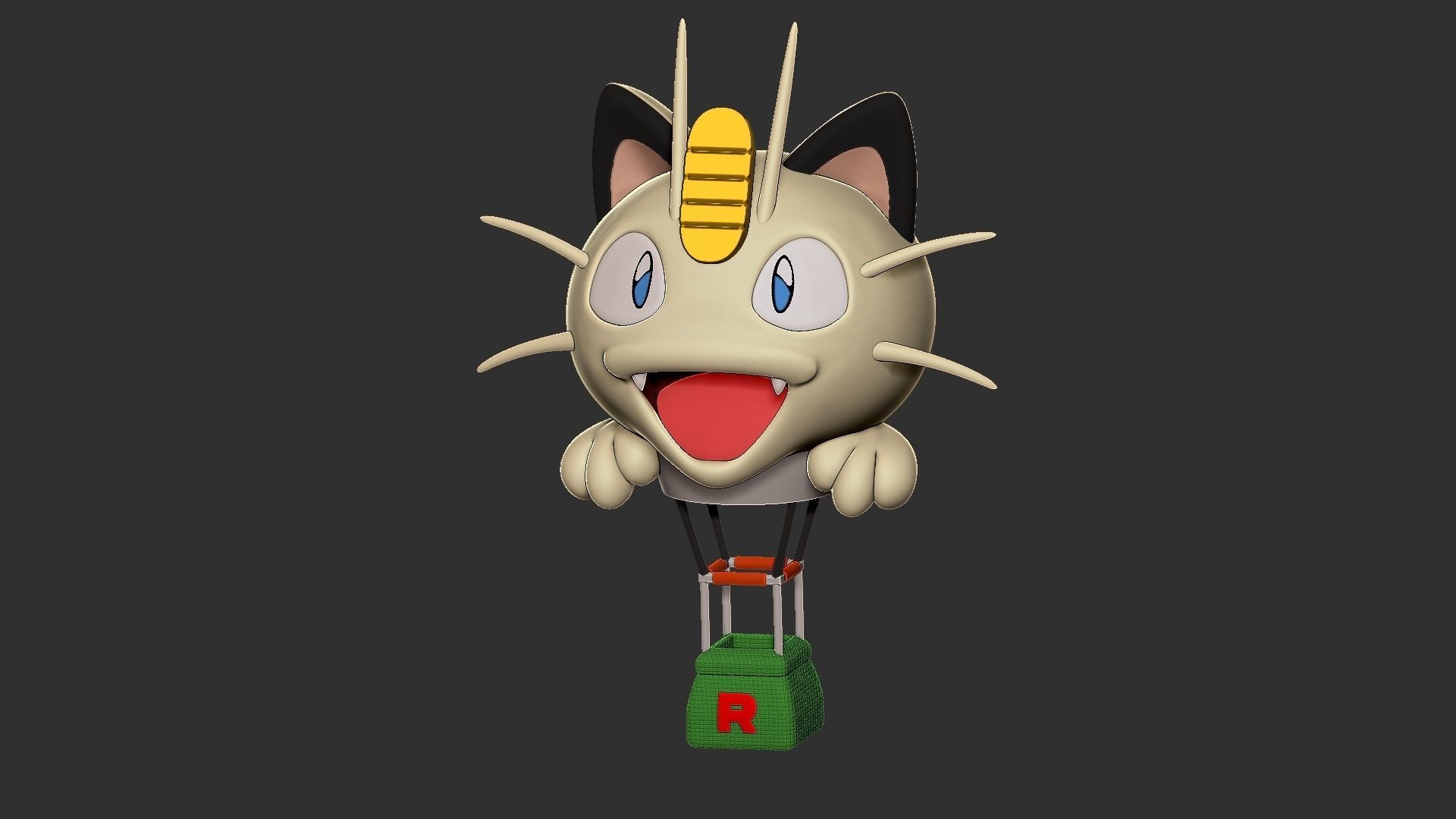 free Pokemon meowth team rocket balloon splited in parts free 3D model ...