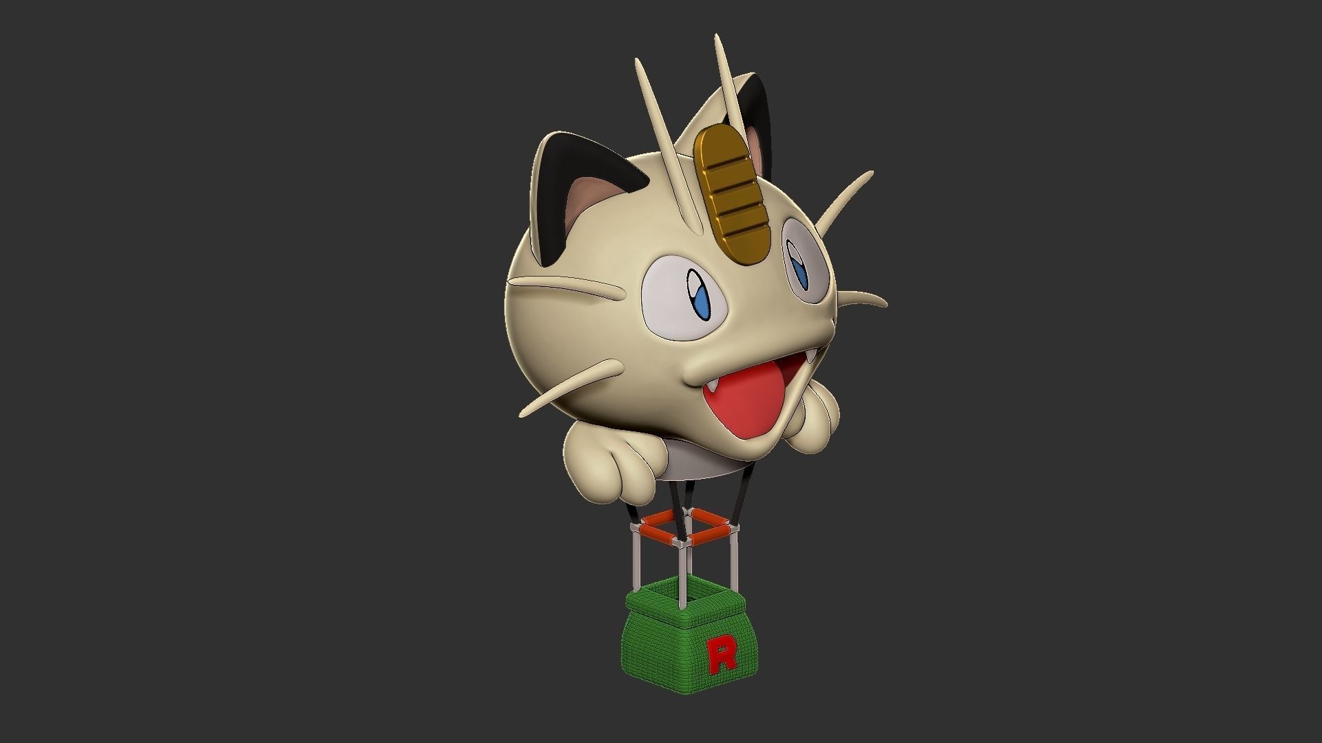 free Pokemon meowth team rocket balloon splited in parts free 3D model ...