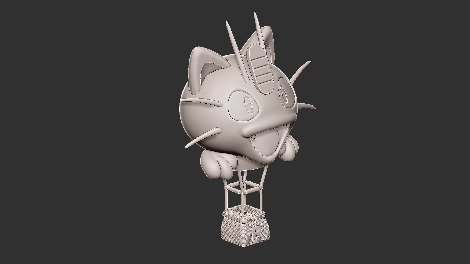 free Pokemon meowth team rocket balloon splited in parts free 3D model ...