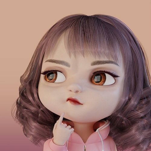 Cartoon Chibi Girl cute Rigged 3D model rigged | CGTrader