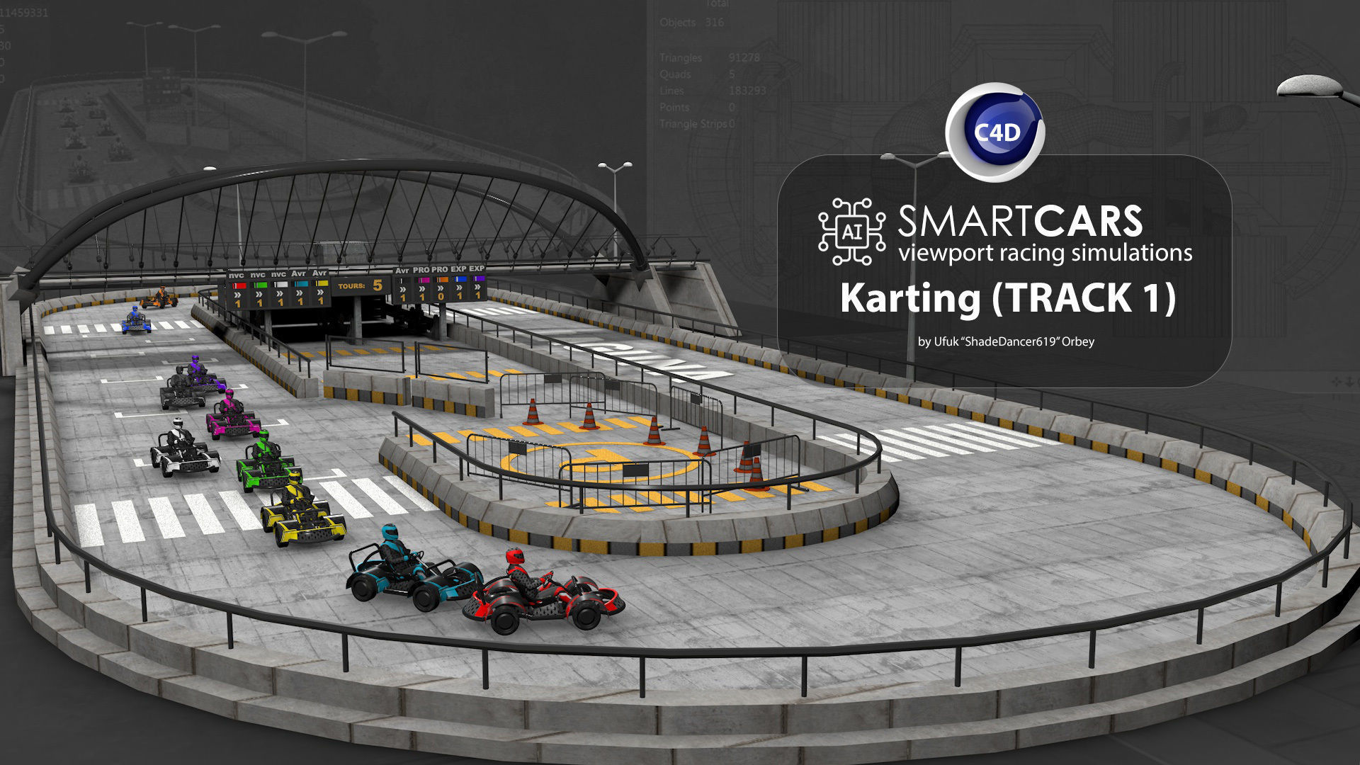 SmartCARS AI Karting Simulations 1 3D model animated rigged | CGTrader