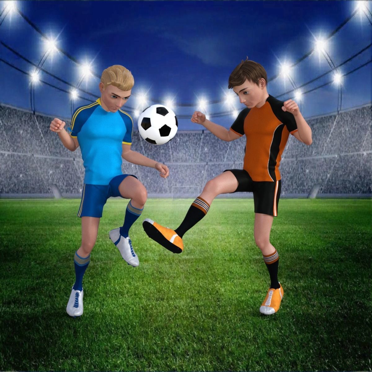 Cartoon Football players Rigged 3D model rigged | CGTrader