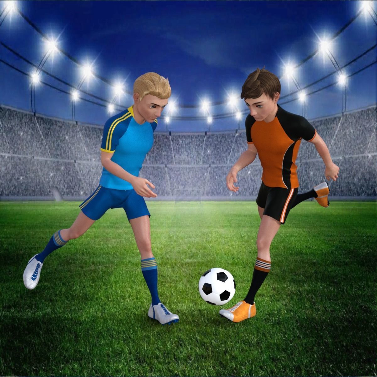 Cartoon Football players Rigged 3D model rigged | CGTrader