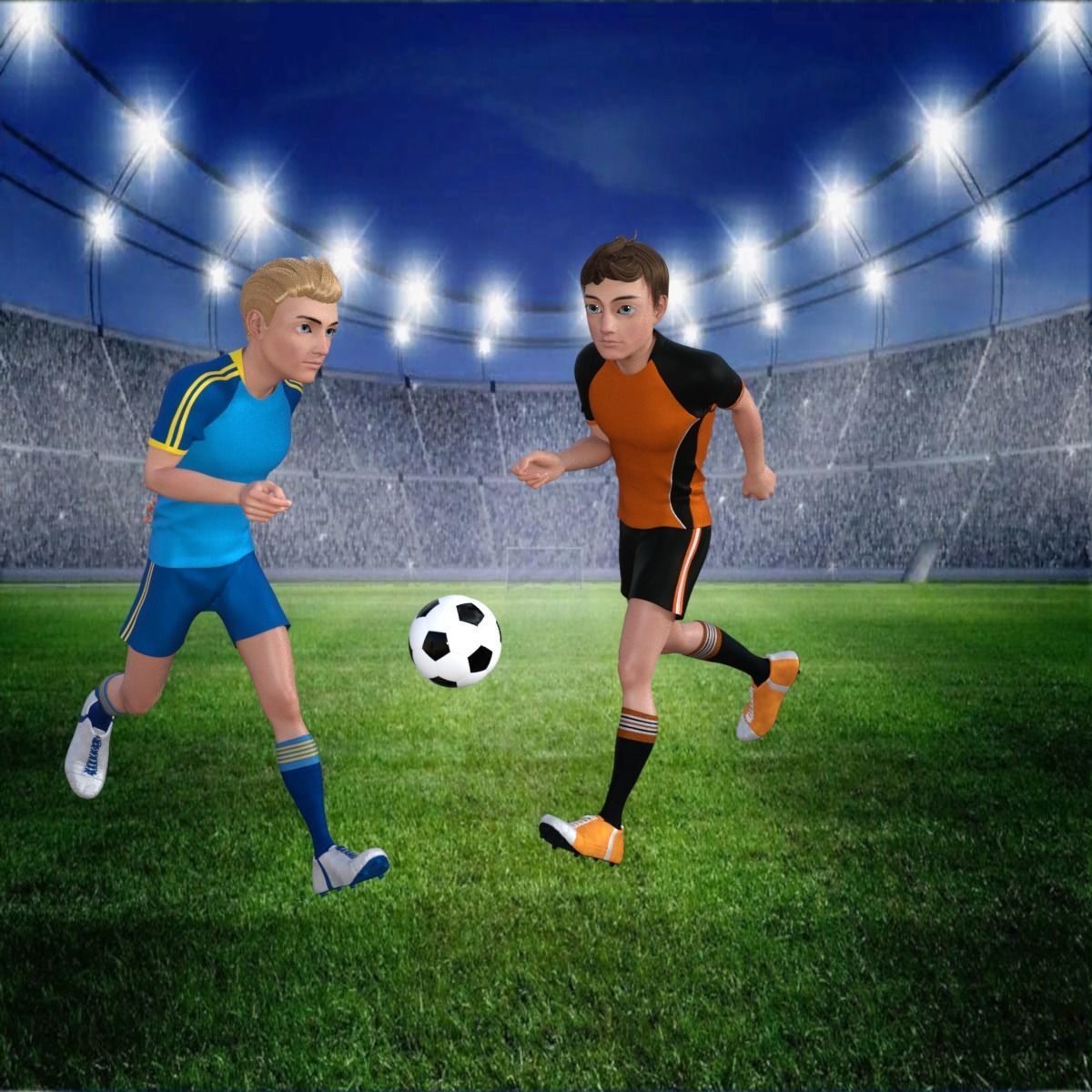 Cartoon Football players Rigged 3D model rigged | CGTrader