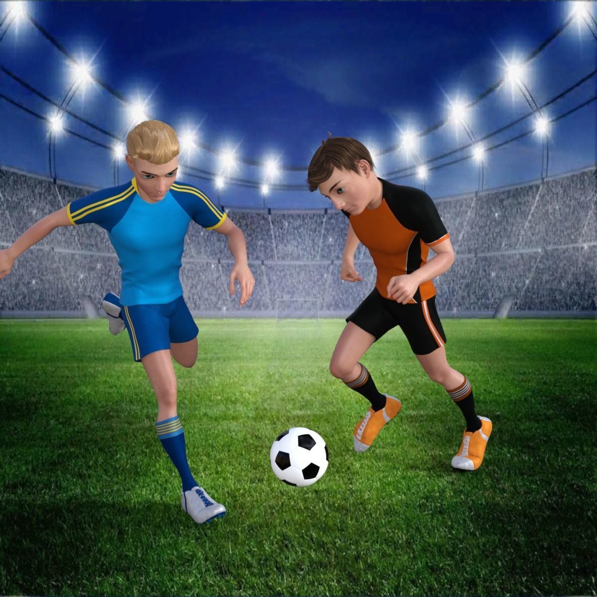 Cartoon Football players Rigged 3D model rigged | CGTrader