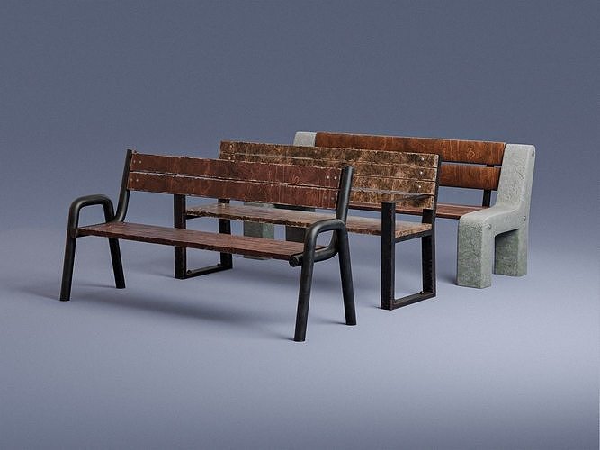 Park benches set free VR / AR / low-poly 3D model | CGTrader