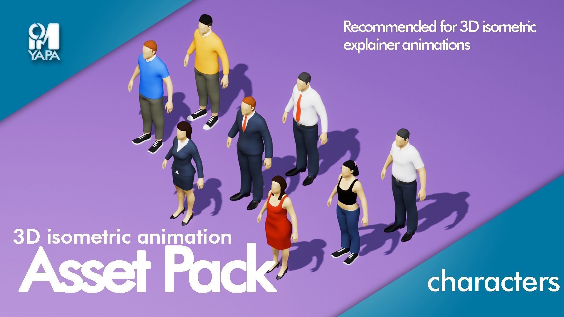 Character pack for isometric explainer videos 3D model rigged | CGTrader
