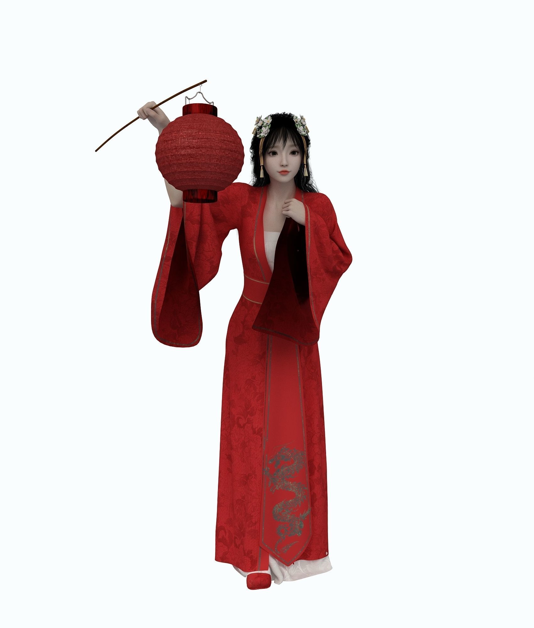 Oriental Girls Wearing Traditional Chinese Clothing 3d Model Cgtrader