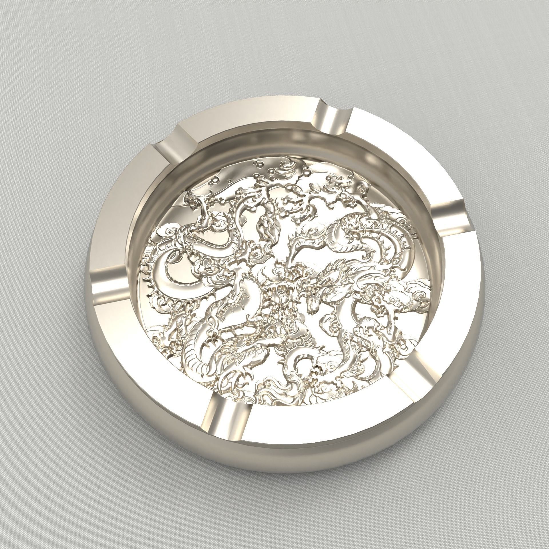 Double Dragon Pattern Ashtray 3D model | CGTrader