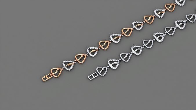 Triangular Light Diamond Bracelet 3dm stl renders details 3D model 3D ...