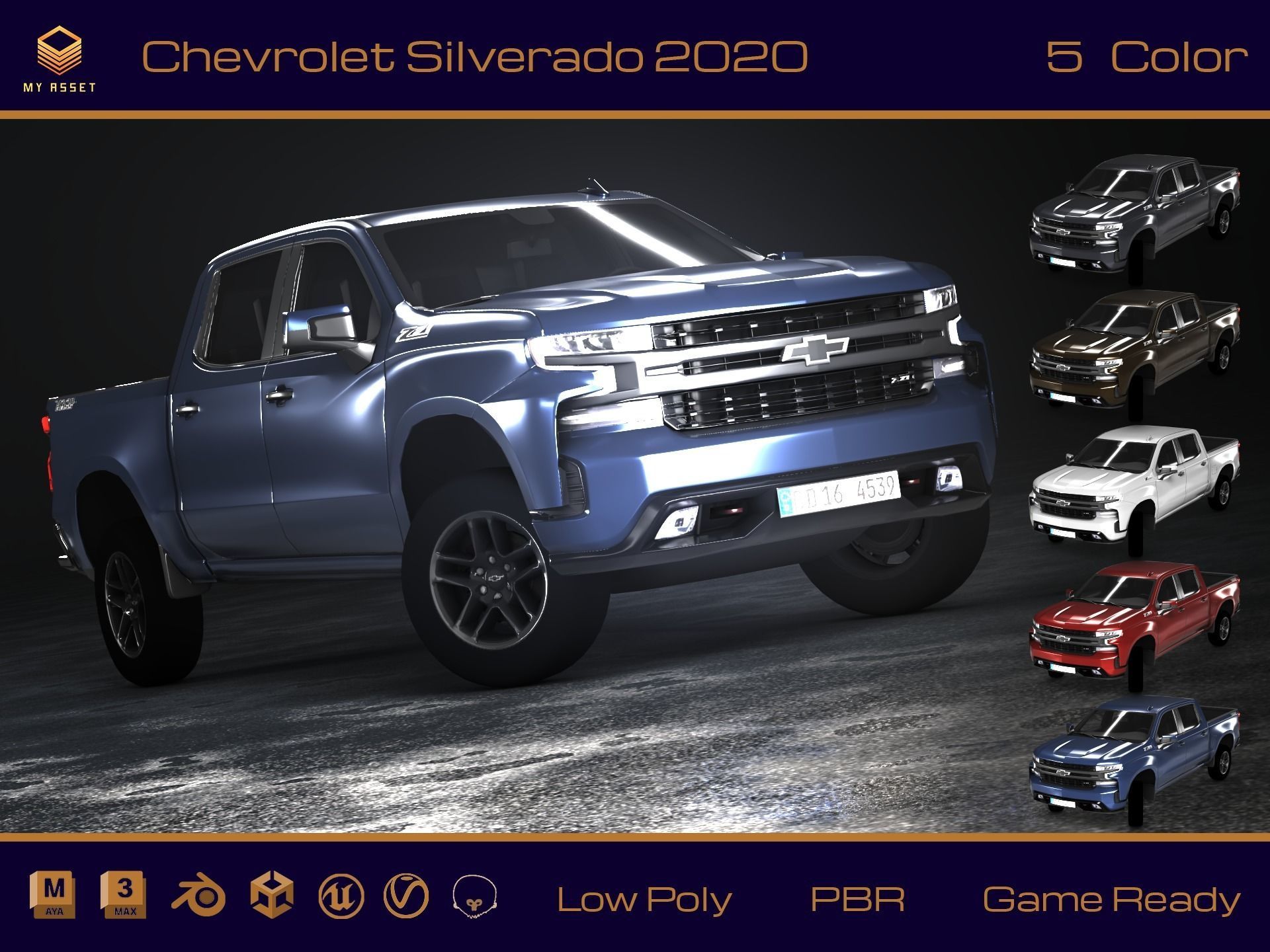3D model Chevrolet Silverado 2020 VR / AR / low-poly | CGTrader