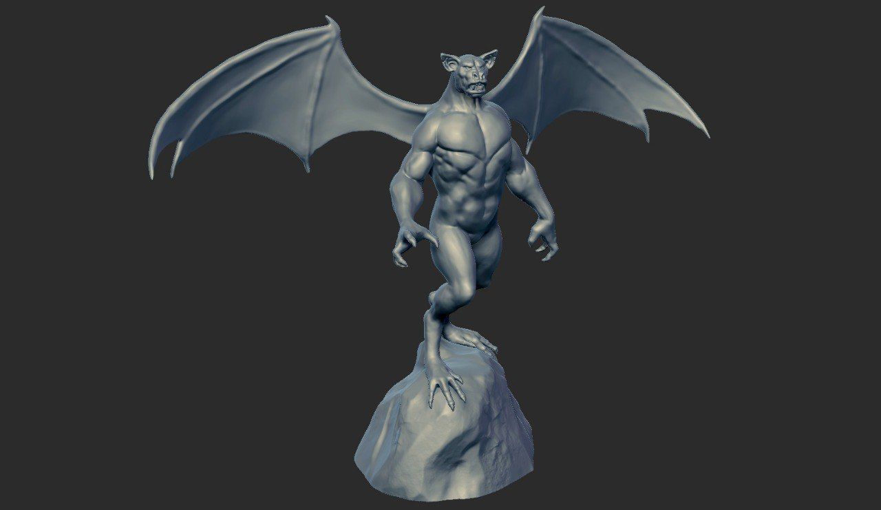 Printable Muscular Gargoyle with wings 3D model 3D printable | CGTrader