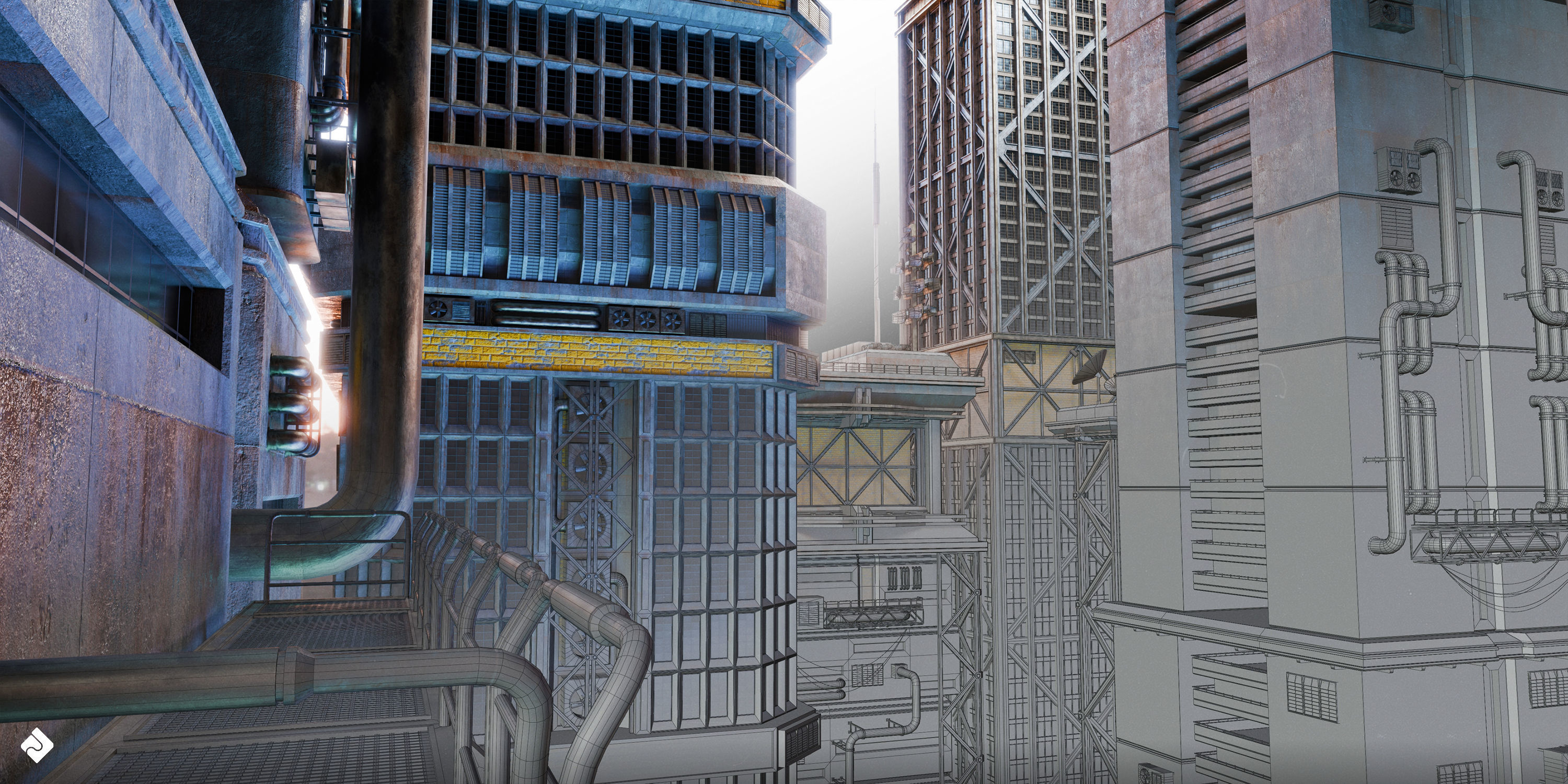 Cyberpunk High Rise - Building Assets Blender 3D Kitbash Pack 3D model ...
