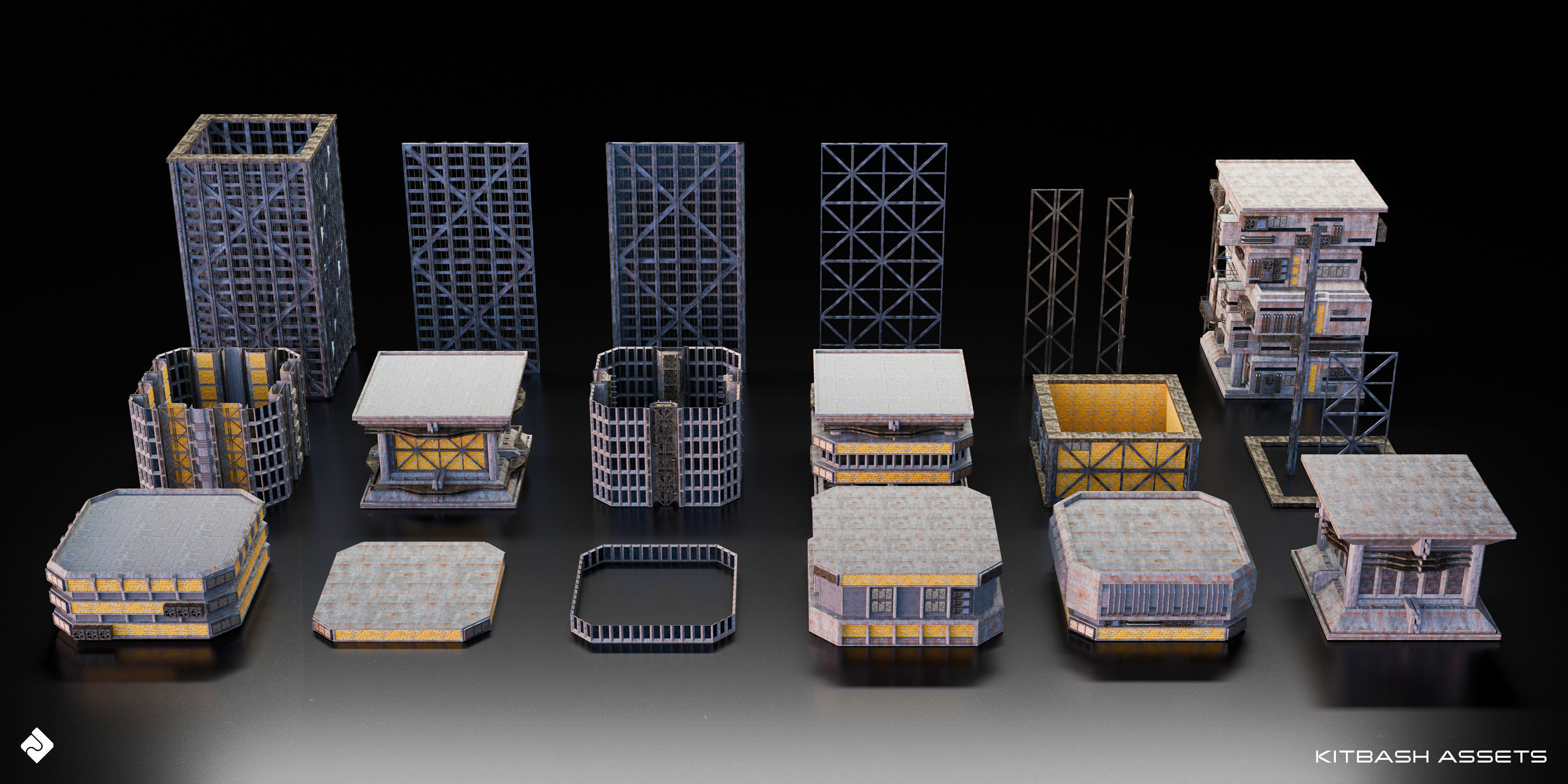 Cyberpunk High Rise - Building Assets Blender 3D Kitbash Pack 3D model ...