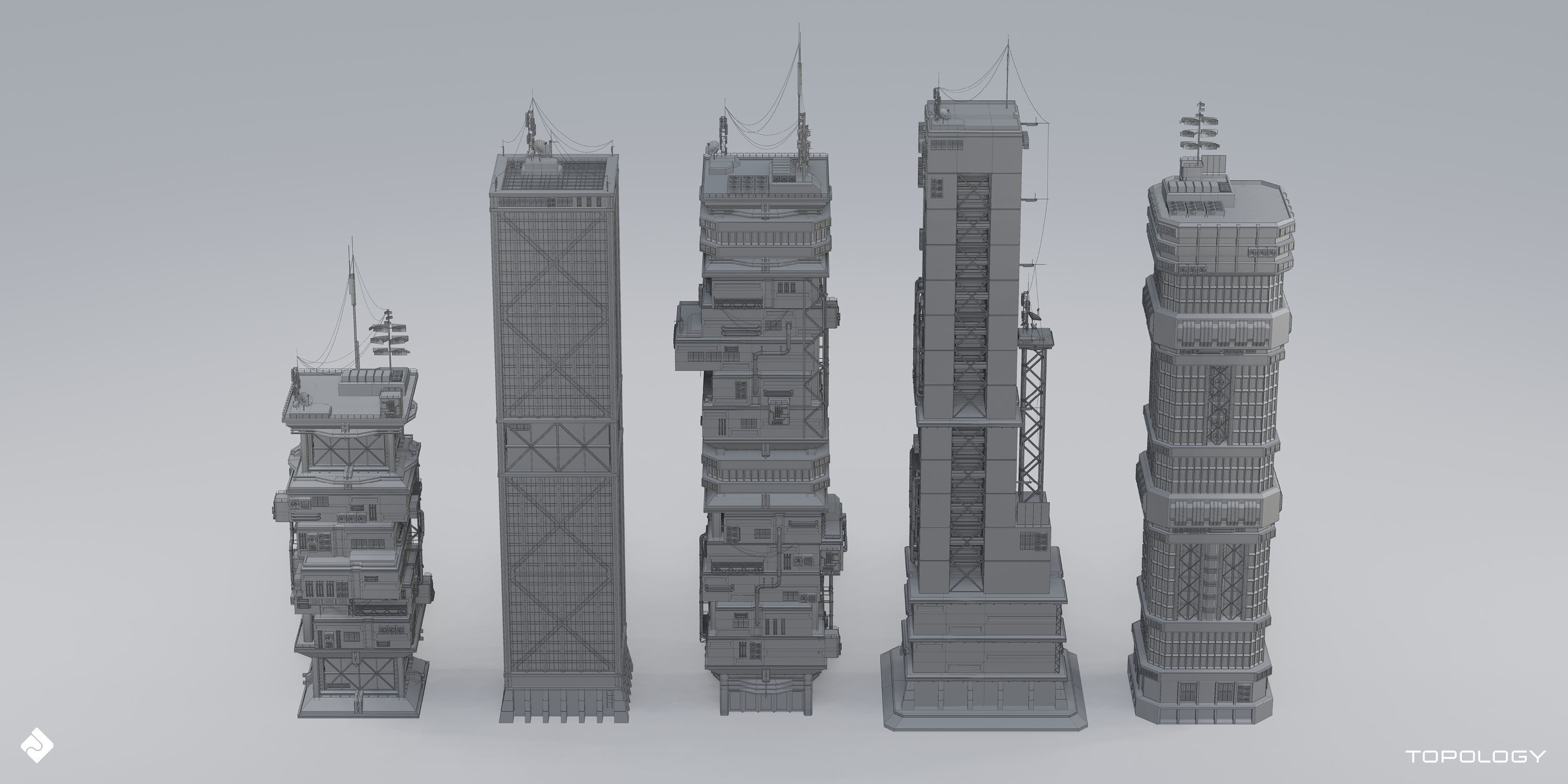 Cyberpunk High Rise - Building Assets Blender 3D Kitbash Pack 3D model ...