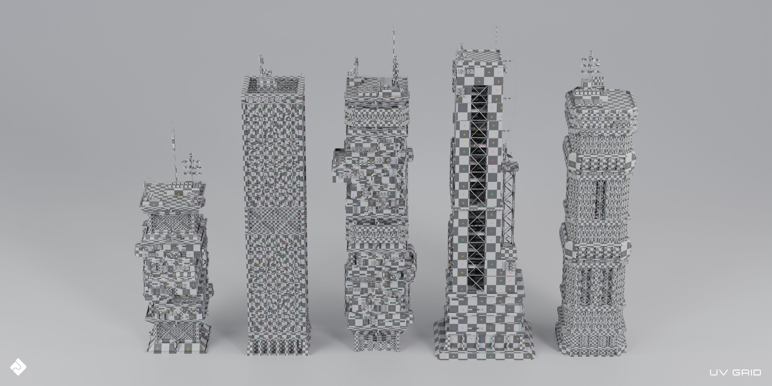 Cyberpunk High Rise - Building Assets Blender 3D Kitbash Pack 3D model ...