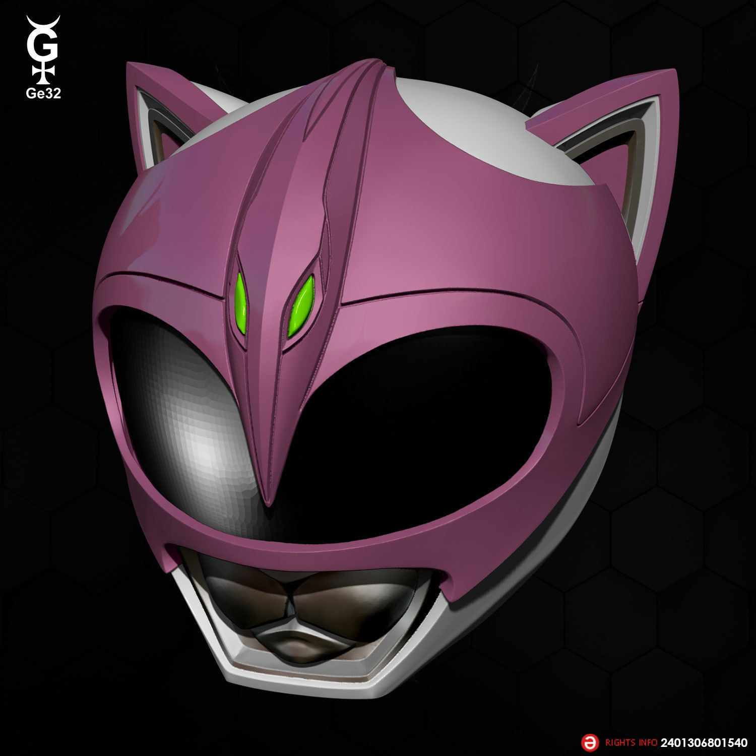 PINK RANGER CAT - Helmet 3D model 3D printable | CGTrader