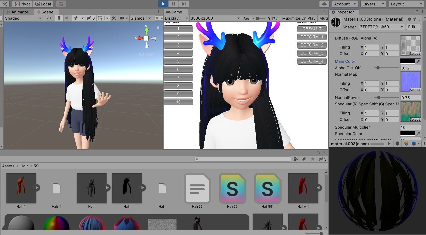 Hair Unity Prefab Zepeto 3D Item Low-poly 3D model H59 3D model | CGTrader