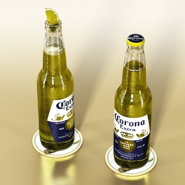 Corona Beer Bottle Coaster and Lemon 3D Model MAX OBJ 3DS FBX ...