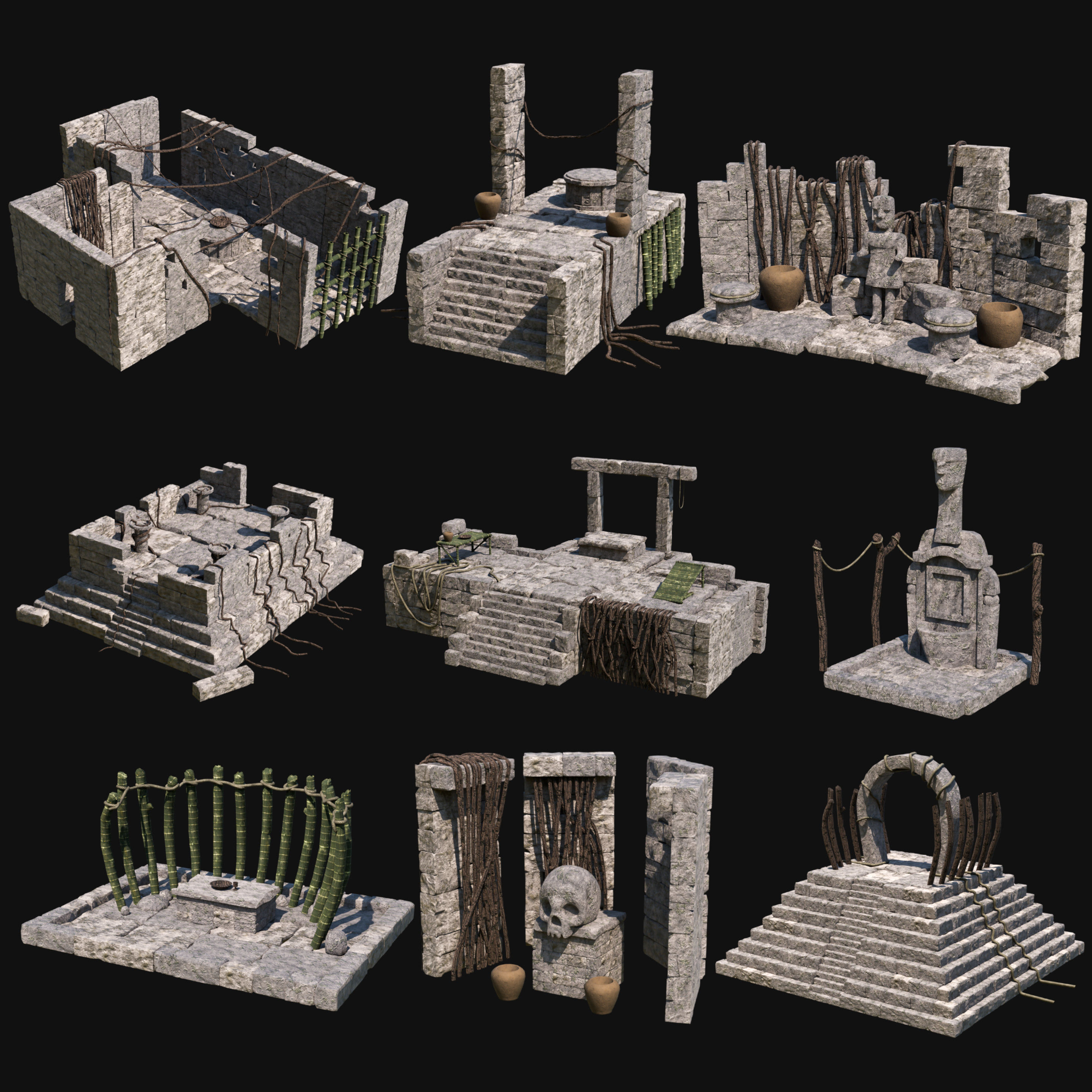 3D model SACRIFICE ALTAR JUNGLE TRIBAL CULT PLACES ROCK CONSTRUCTIONS ...