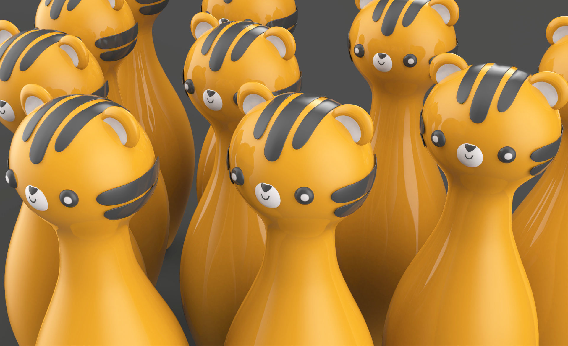 3D model Cartoon Tiger Bowling And Ball Bowling VR / AR / low-poly ...