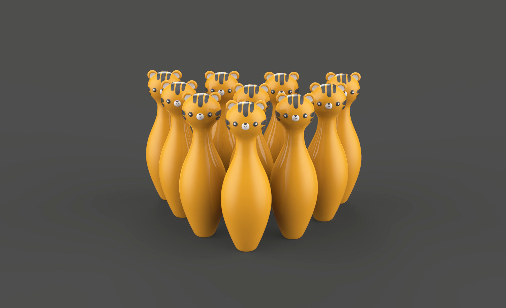 3D model Cartoon Tiger Bowling And Ball Bowling VR / AR / low-poly ...