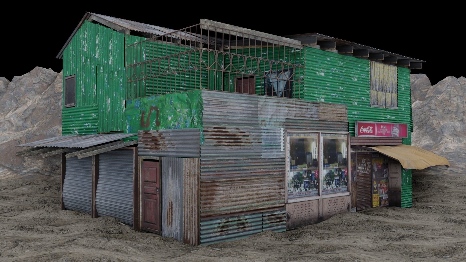 3D model Shanty Green Shanty Villa Game-Ready VR / AR / low-poly | CGTrader