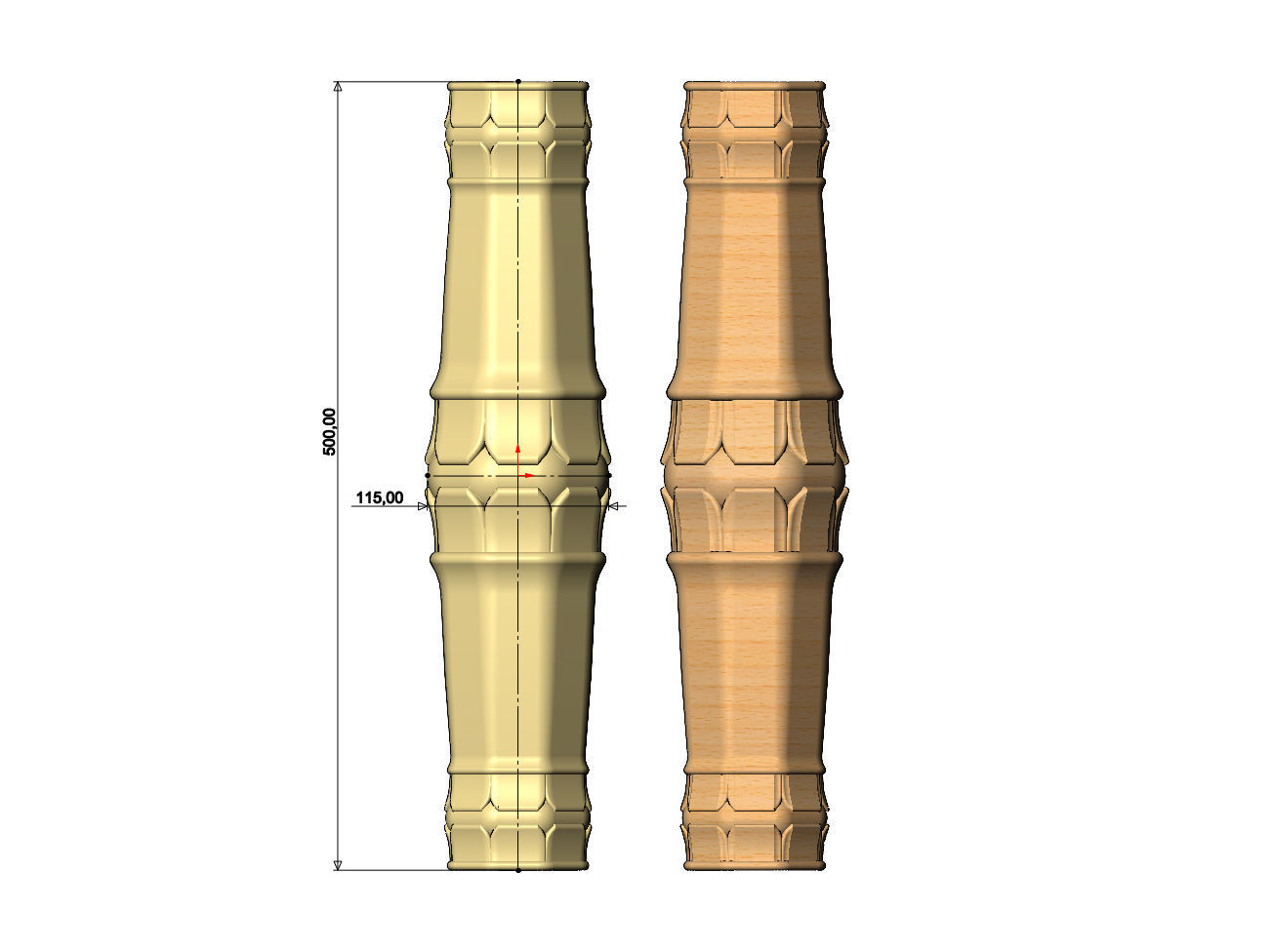 Hexagonal lotus flower bead capital column relief 3D model 3D printable ...