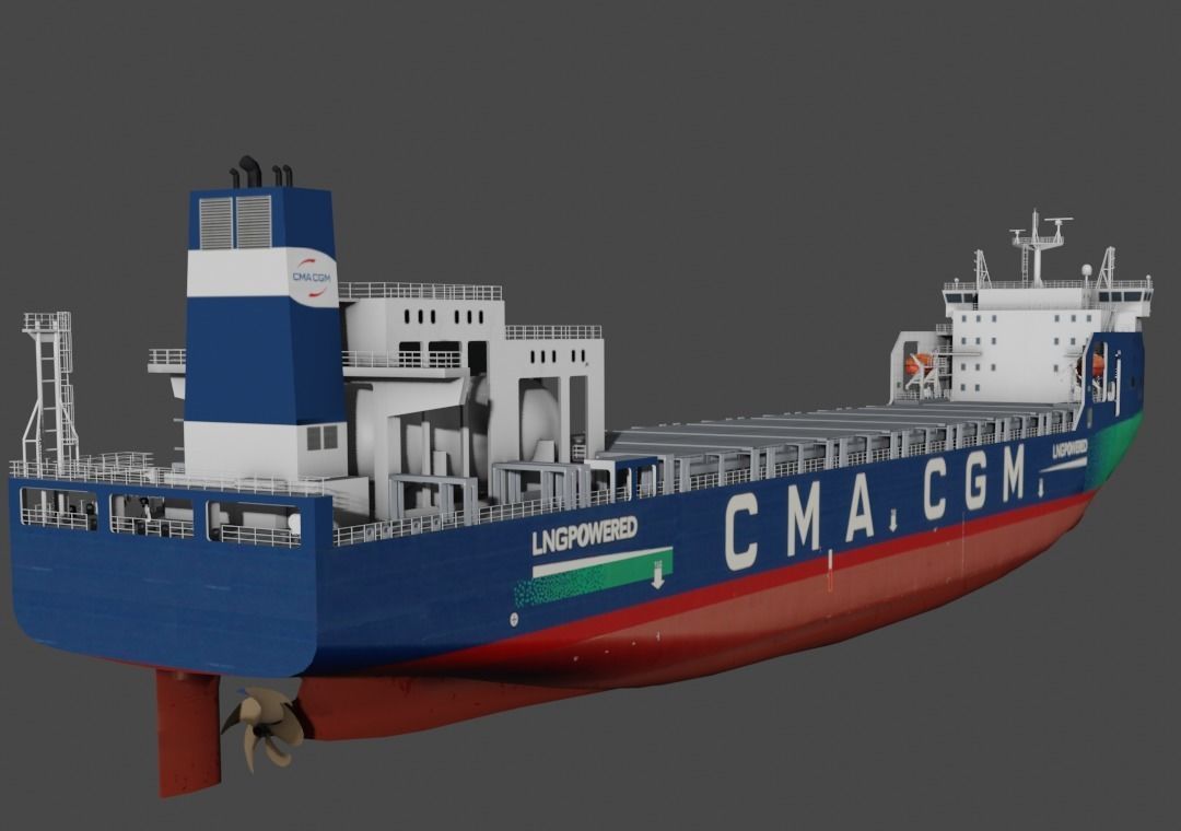 3D model LNG dual-fuel CMA CGM container ship 3d model VR / AR / low ... 3D model LNG dual-fuel CMA CGM container ship 3d model VR / AR / low ...