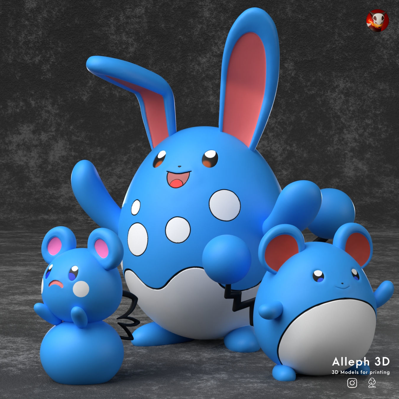 Pokemon azurill evolution pack 3D model 3D printable | CGTrader