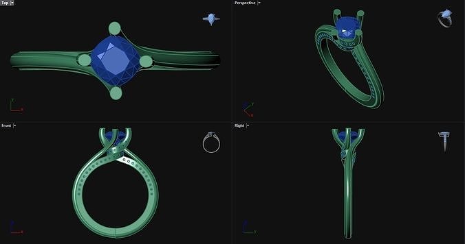 4 Prong Bypass Engagement Ring 3D model 3D printable | CGTrader