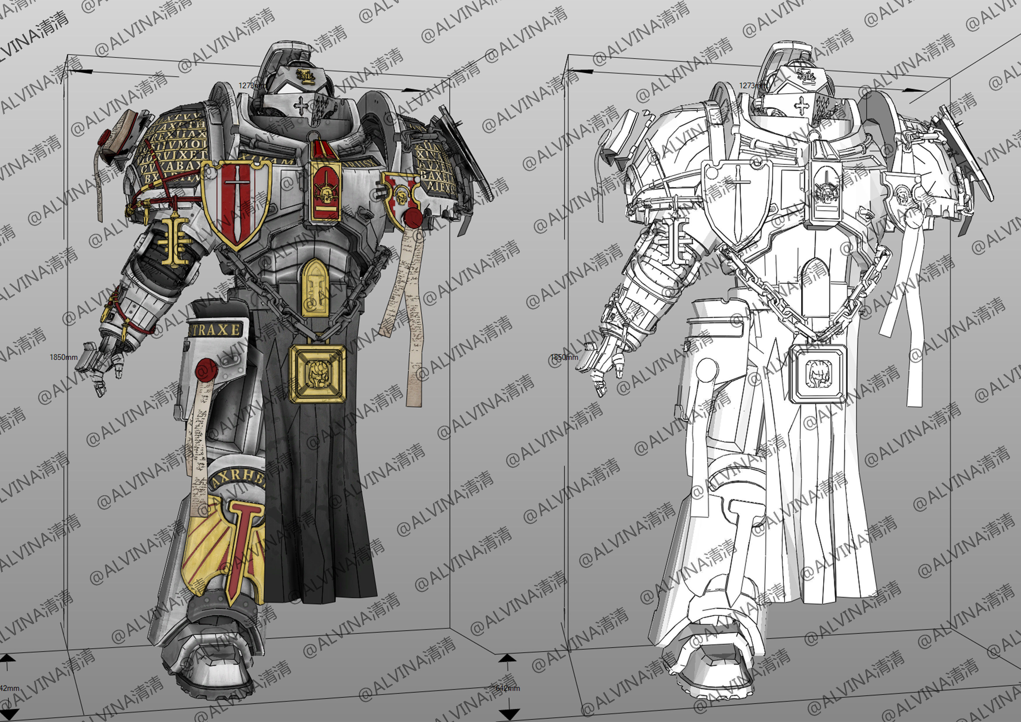 3D model Warhammer 40k Grey Knight Armor - DIY Cosplay Pepakura Foam VR / AR / low-poly | CGTrader
