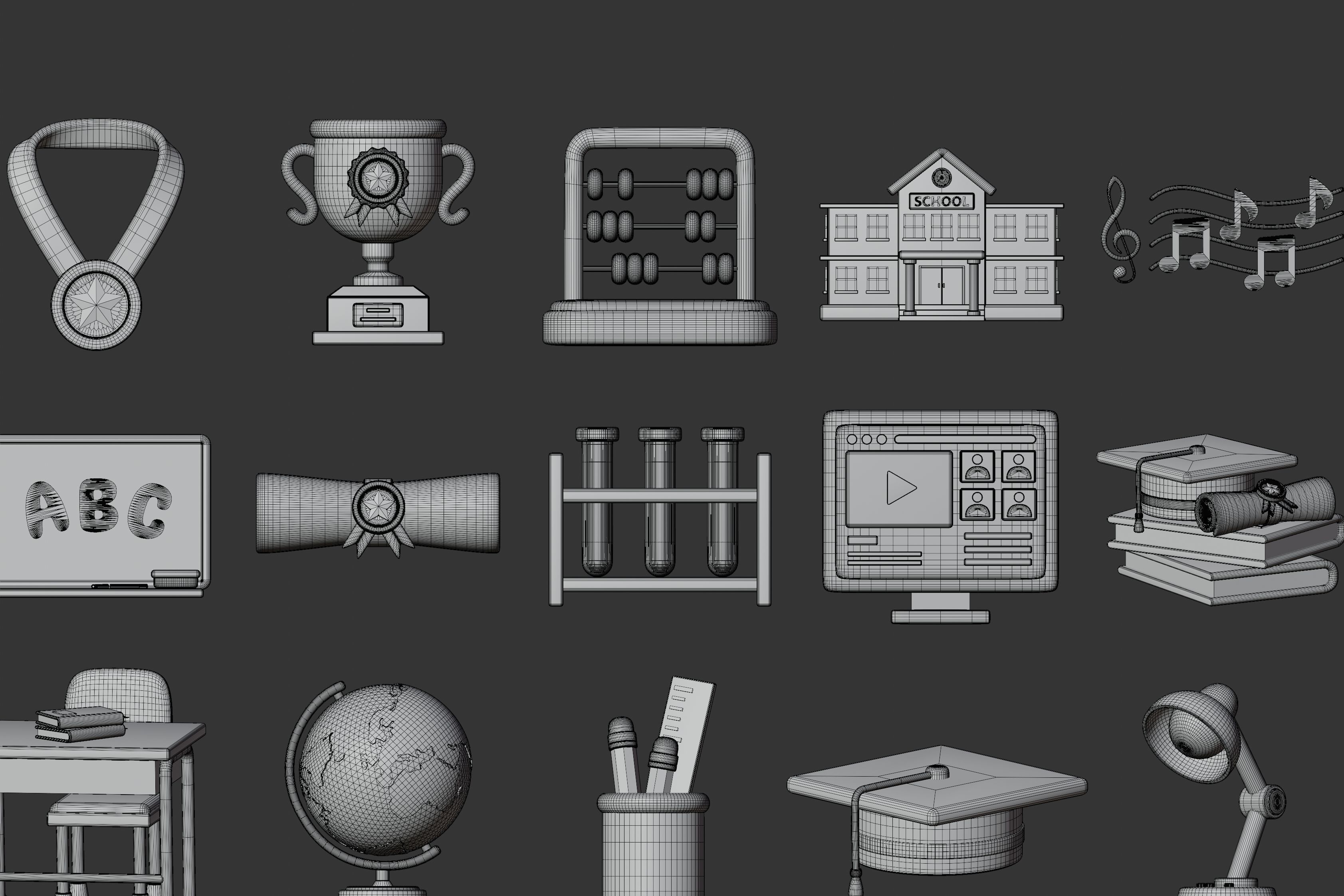 Education 3D Icon Pack 3D model | CGTrader