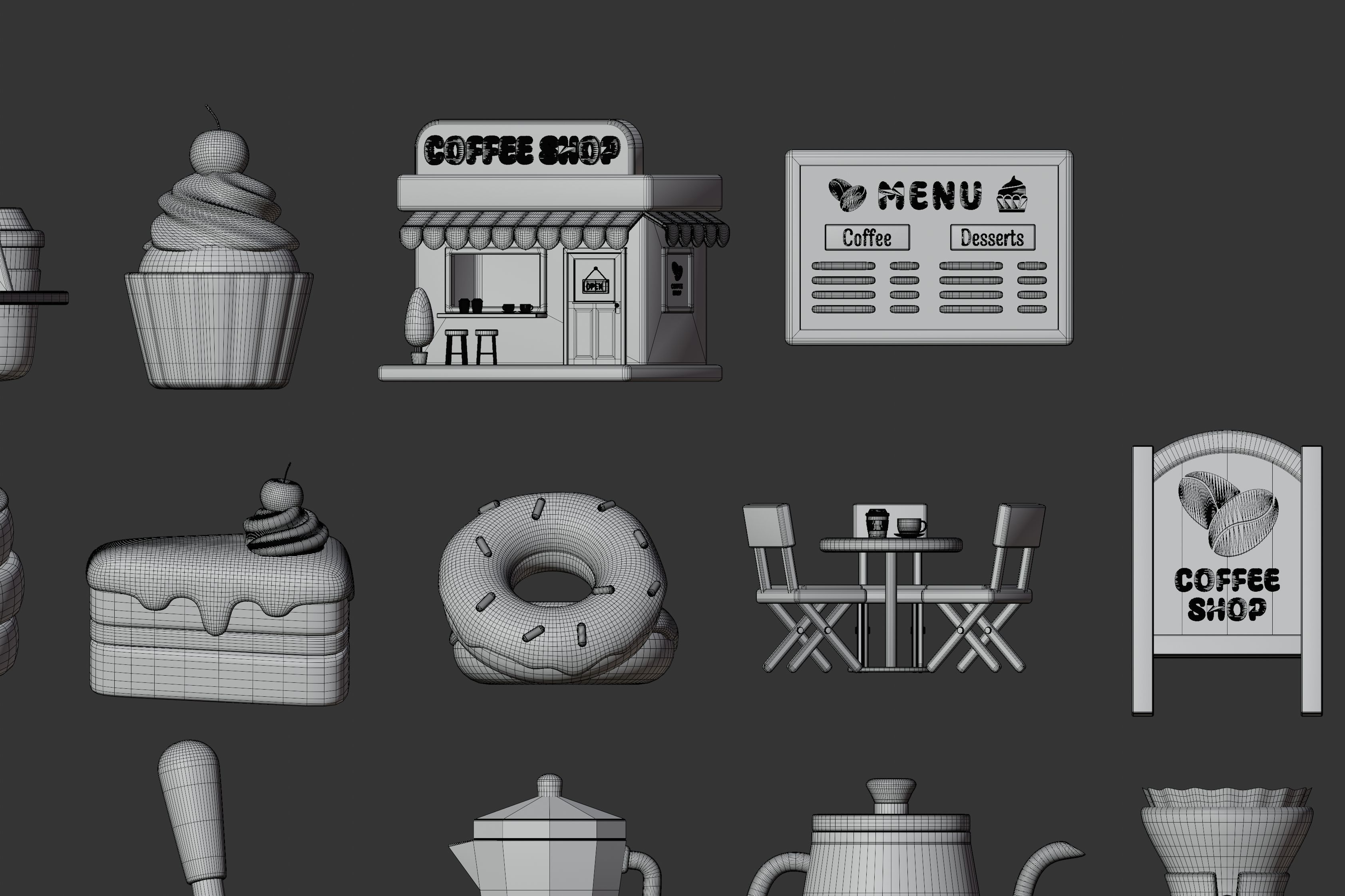 Coffee Shop 3D Icon Pack 3D model | CGTrader