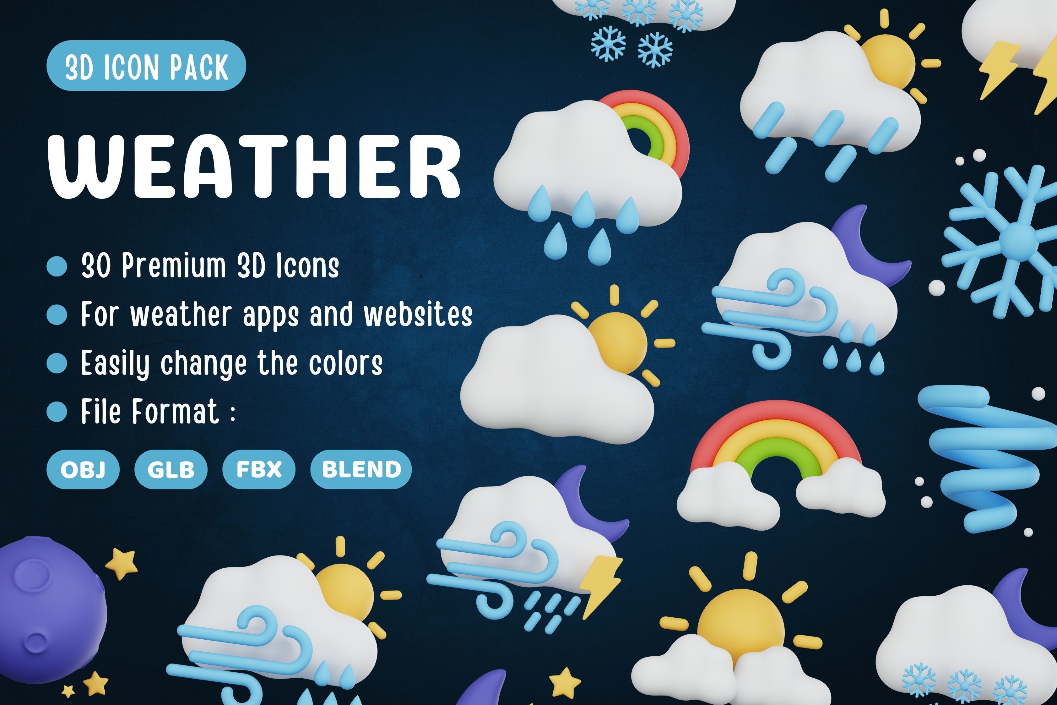 Weather 3D Icon Pack 3D model | CGTrader