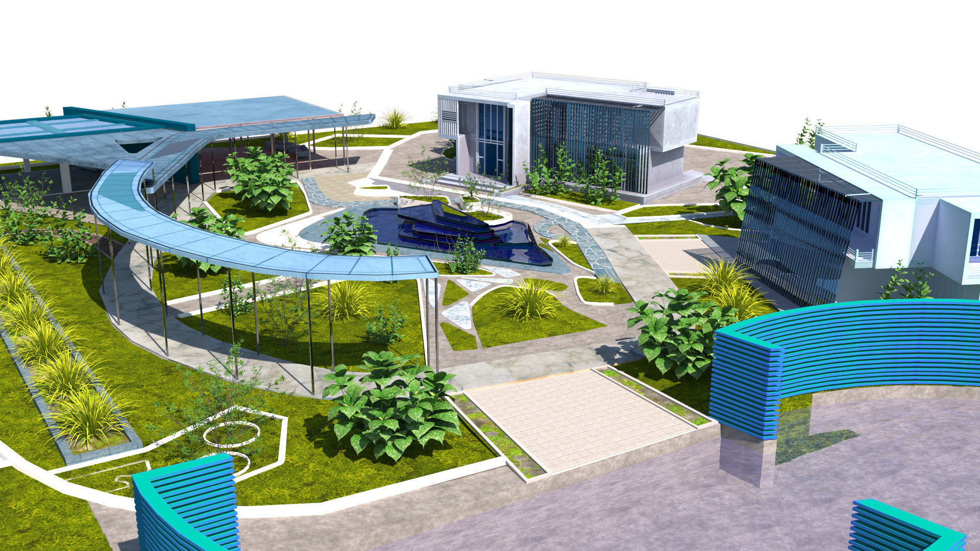 3D model Urban Oasis Modern Park Landscape VR / AR / low-poly | CGTrader