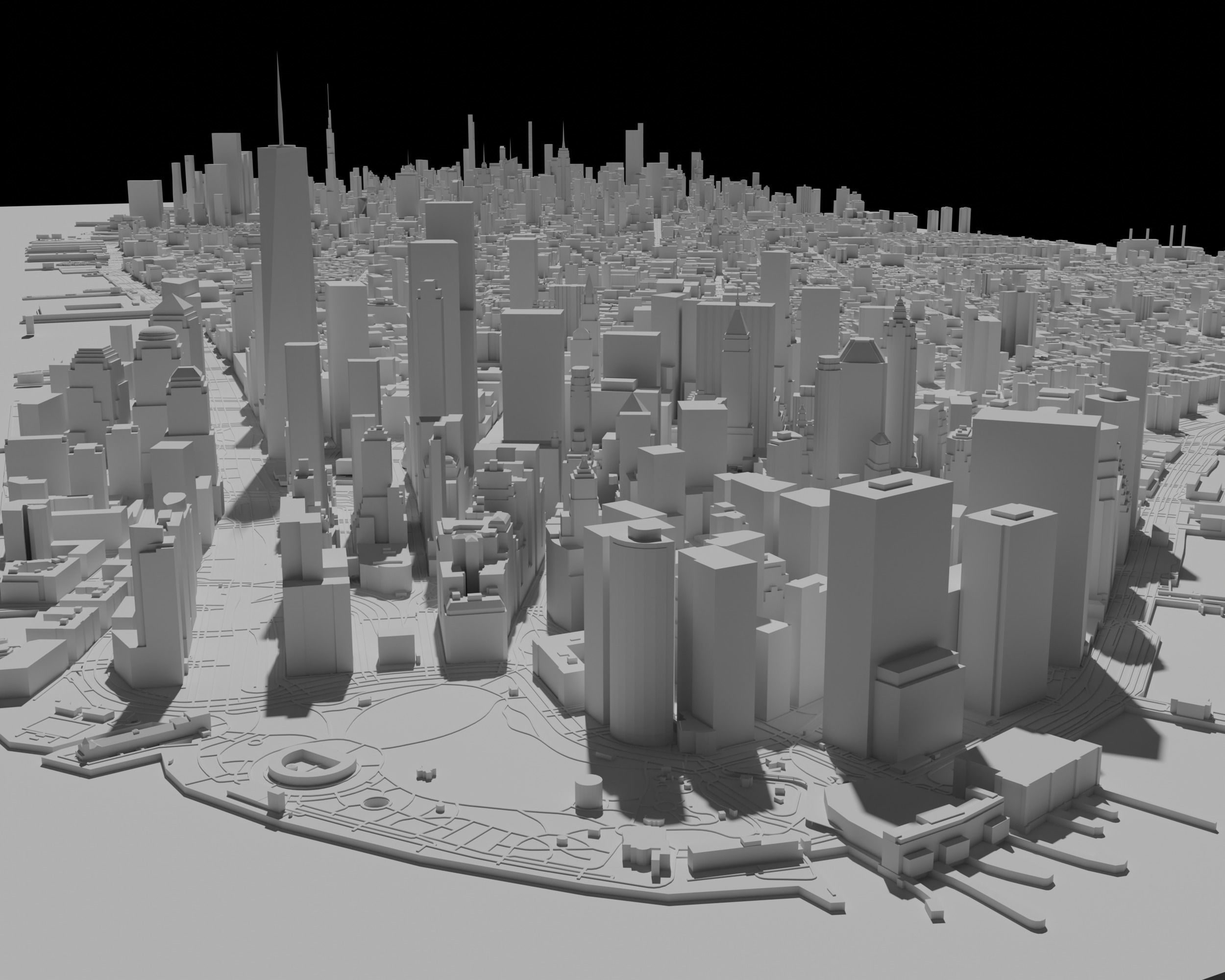 Manhattan 3D Printing stl file 3D Model of New York City 3D model 3D ...
