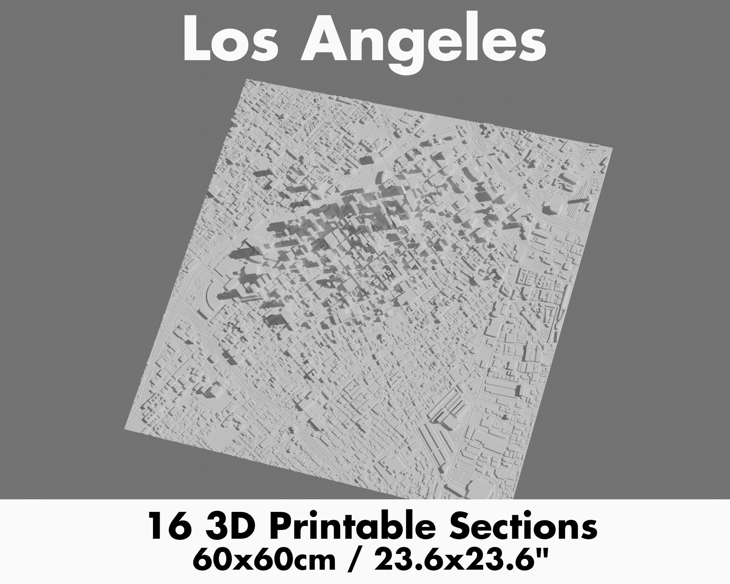 Los Angeles 3D Printing stl file 3D Model of LA 3D model 3D printable ...