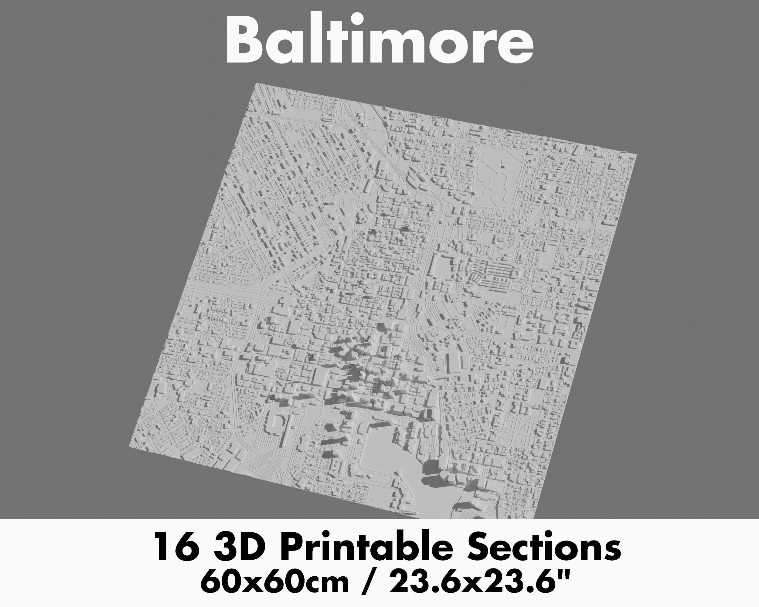 Baltimore 3D Printing stl file city model of Baltimore 3D model 3D ...